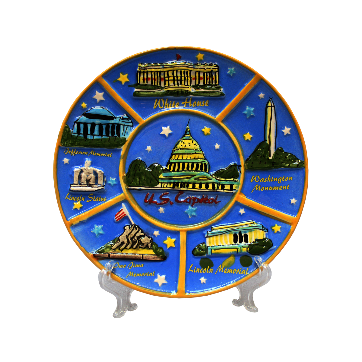 Blue Washington DC Monuments Collage Ceramic Plate 6" – NT Souvenirs ...