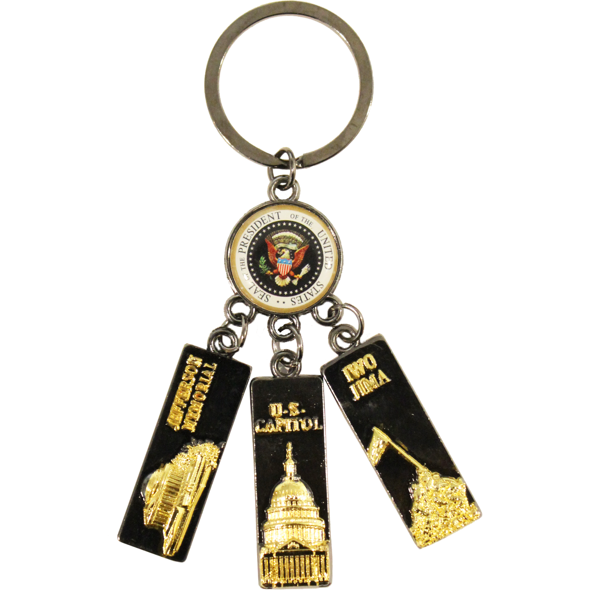 Washington DC 3-Charm Black & Gold Metal Keychain, 4" – NT Souvenirs ...
